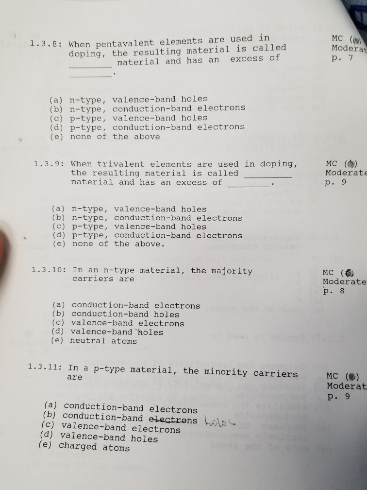 Solved MC ( Moderat 1. 3.8: When pentavalent elements are | Chegg.com