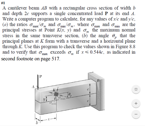 Solved A cantilever beam AB with a rectangular cross section | Chegg.com