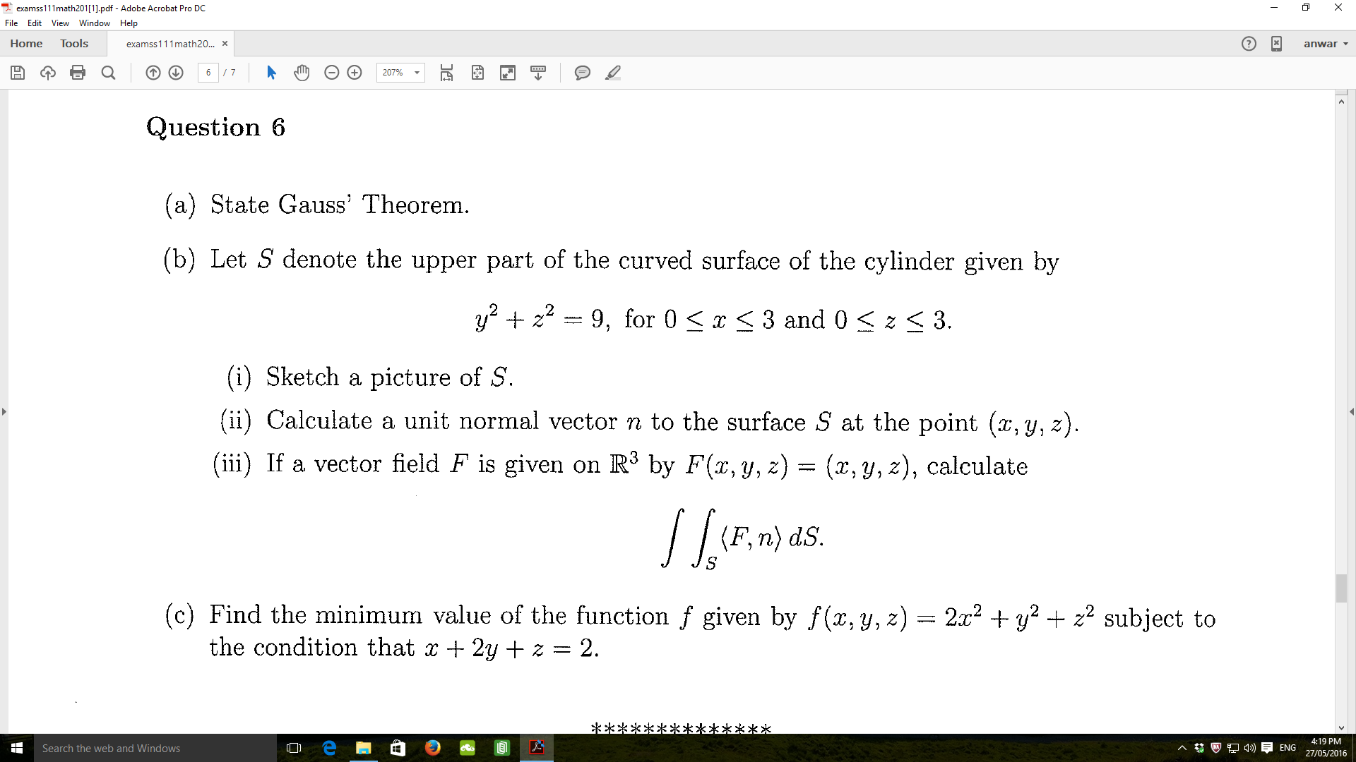 Solved State Gauss' Theorem. Let S denote the upper part of | Chegg.com