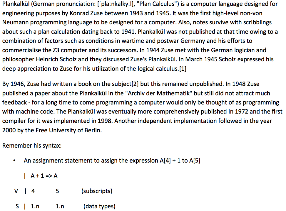 Plankalkul (German pronunciation: ['plankalkul], | Chegg.com