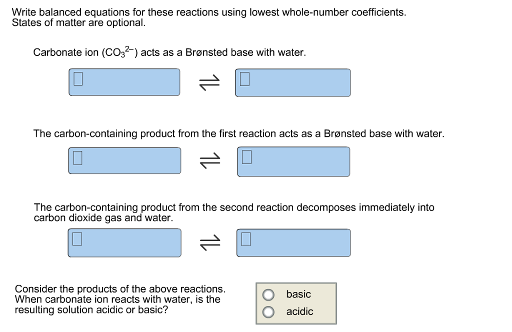 Solved Write balanced equations for these reactions using | Chegg.com