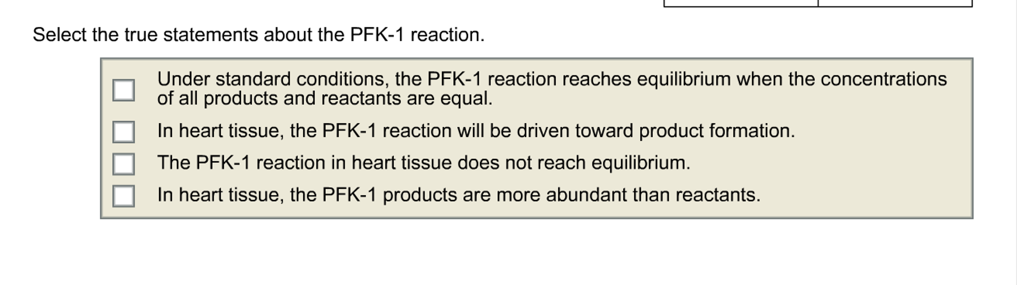 Solved Select the true statements about the PFK-1 reaction. | Chegg.com