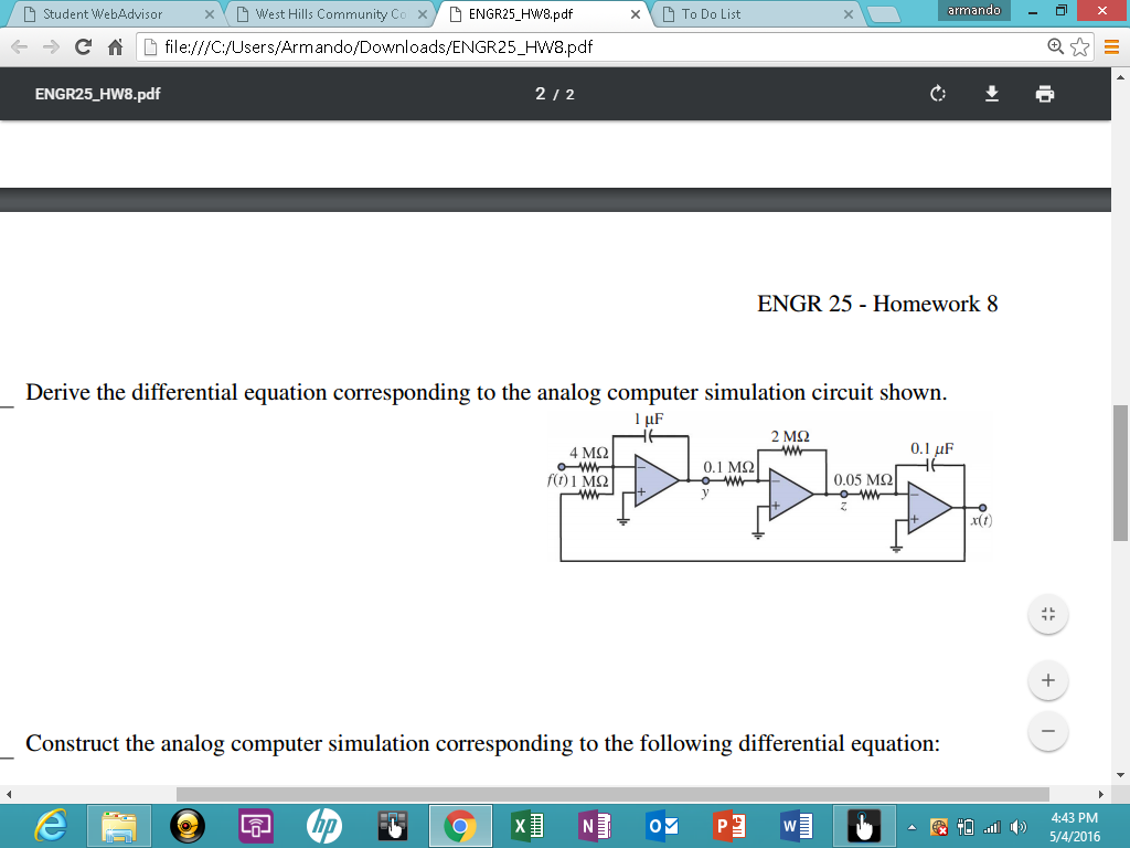Solved Derive The Differential Equation Corresponding To The 