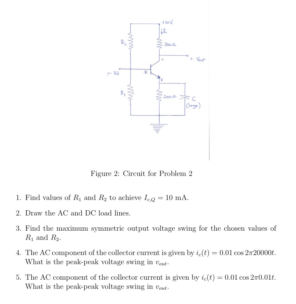 Solved V VIA Cue) Figure 2: Circuit for Problem 2 1. Find | Chegg.com