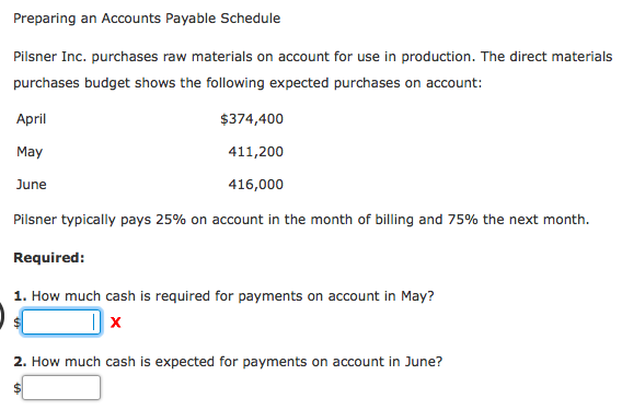Solved Preparing an Accounts Payable Schedule Pilsner Inc. | Chegg.com