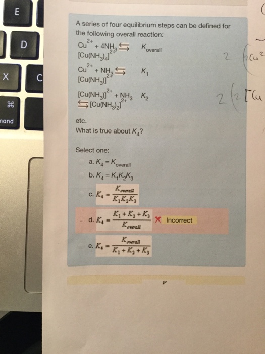 Solved A series of four equilibrium steps can be defined by | Chegg.com
