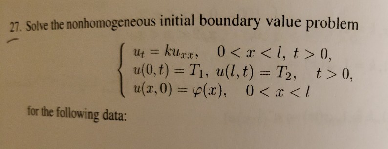 Solved 27. Solve the nonhomogeneous initial boundary value | Chegg.com