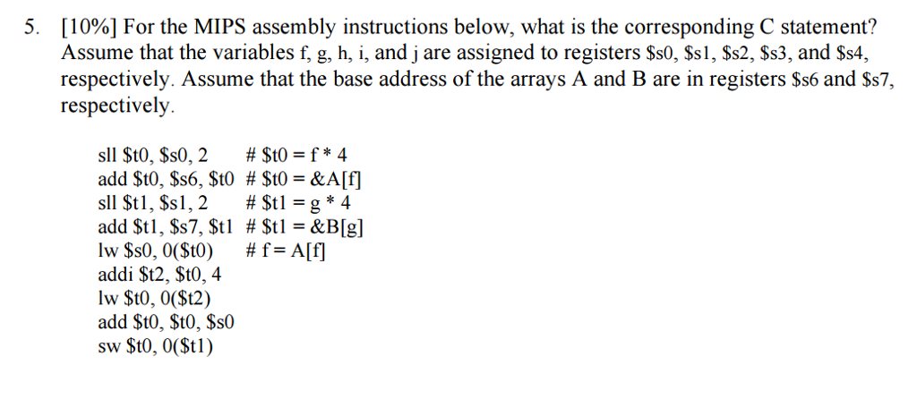 Solved For The Mips Assembly Instructions Below What Is The