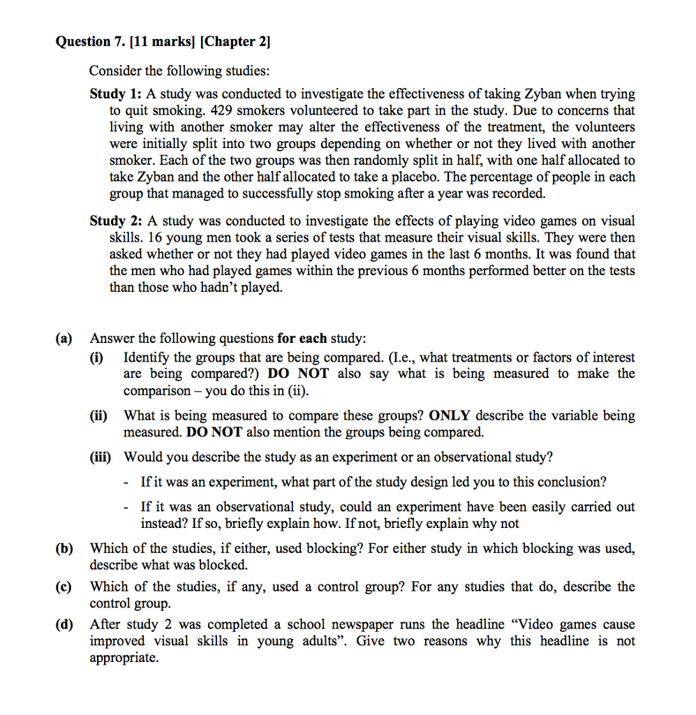 Solved Consider the following studies: Study 1: A study was | Chegg.com