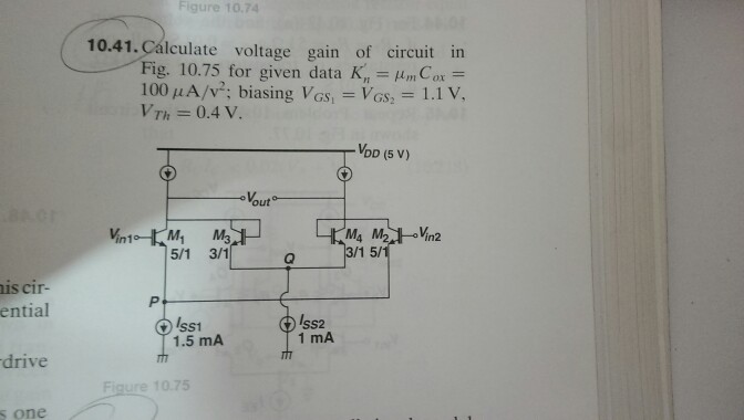 Solved Figure 10.74 0.41·Calculate voltage gain of circuit | Chegg.com
