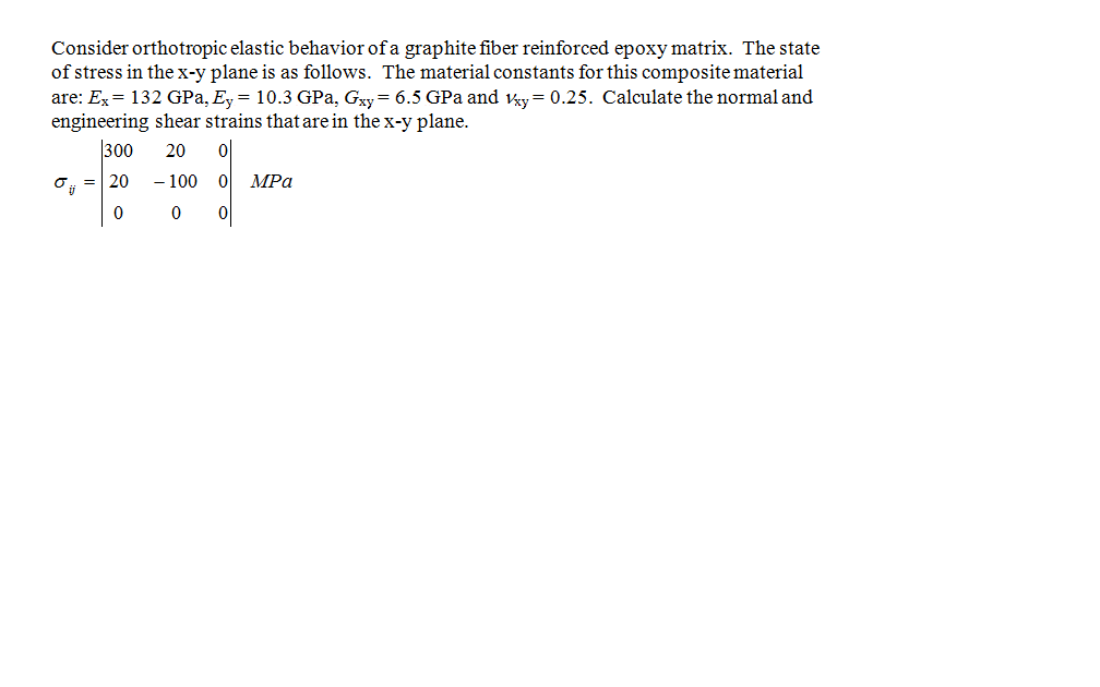 Solved Consider orthotropic elastic behavior of a graphite | Chegg.com