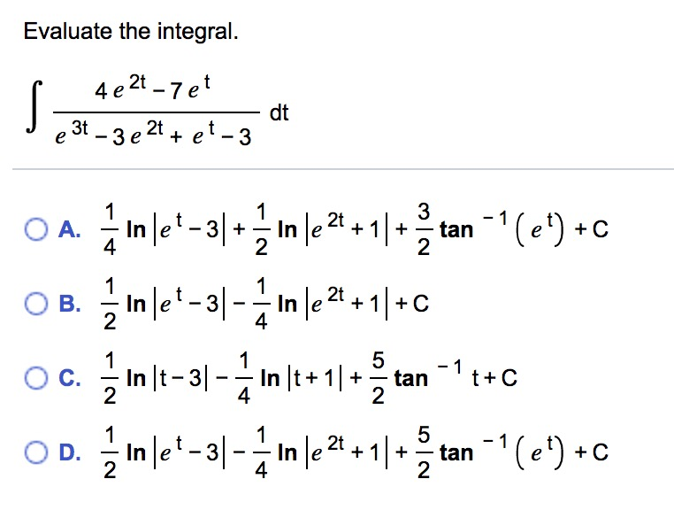 Solved Evaluate the integral 2t dt 3t 4 In e 3 5 4 In e 3 | Chegg.com