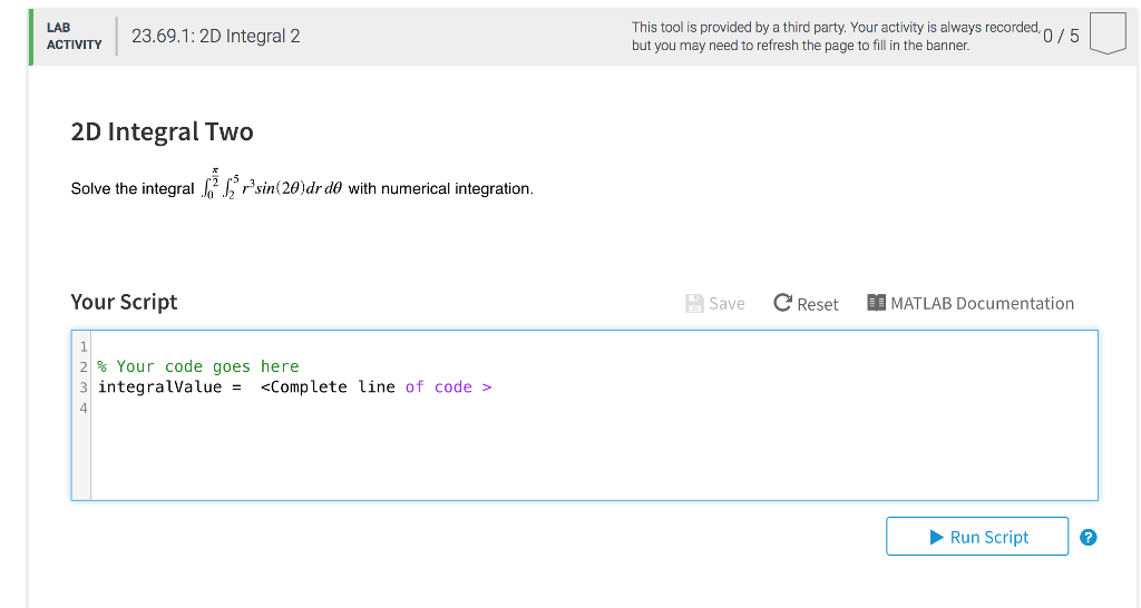 Solved This tool is provided by a third party. Your activity | Chegg.com