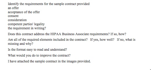 Identify the requirements for the sample contract | Chegg.com