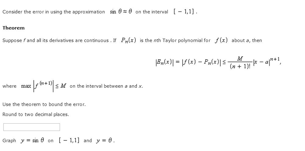 Consider the error in using the approximation sin | Chegg.com