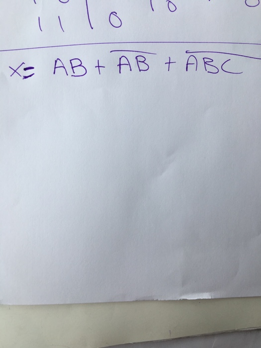 Solved X = AB + AB^bar + ABC^bar | Chegg.com