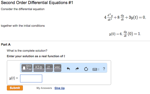 Solved Consider the differential equation 4 d^2y/dt^2 + | Chegg.com