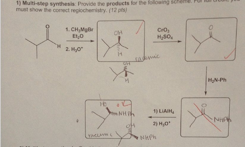 Solved 1) Multi-step synthesis: Provide the products for the | Chegg.com