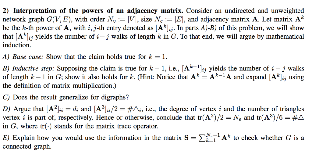 Solved Interpretation of the powers of an adjacency matrix. | Chegg.com