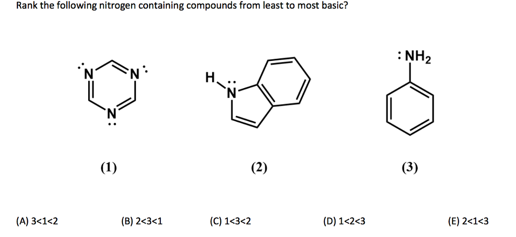 Solved Rank the following nitrogen containing compounds from | Chegg.com