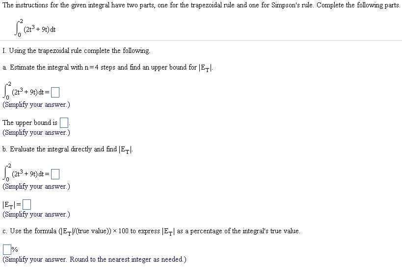 Solved II. Using Simpson's rule complete the following. a. | Chegg.com