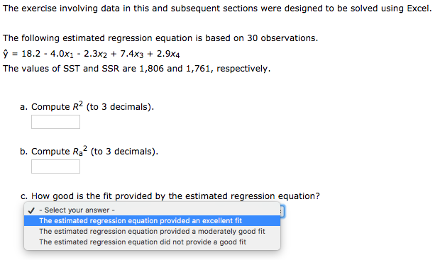 Solved The exercise involving data in this and subsequent | Chegg.com