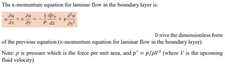 Solved The x-momentum equation for laminar flow in the | Chegg.com
