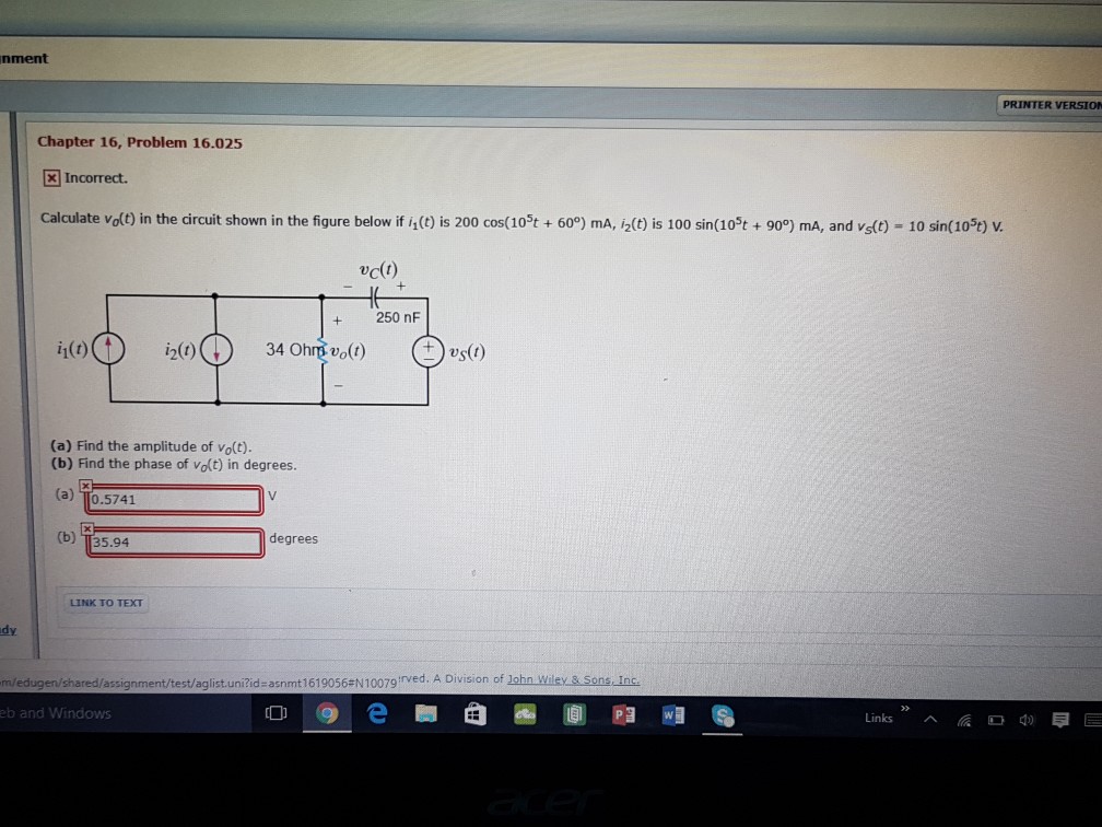 Solved OURCES Chapter 16, Problem 16.011 (Circuit Solution) | Chegg.com