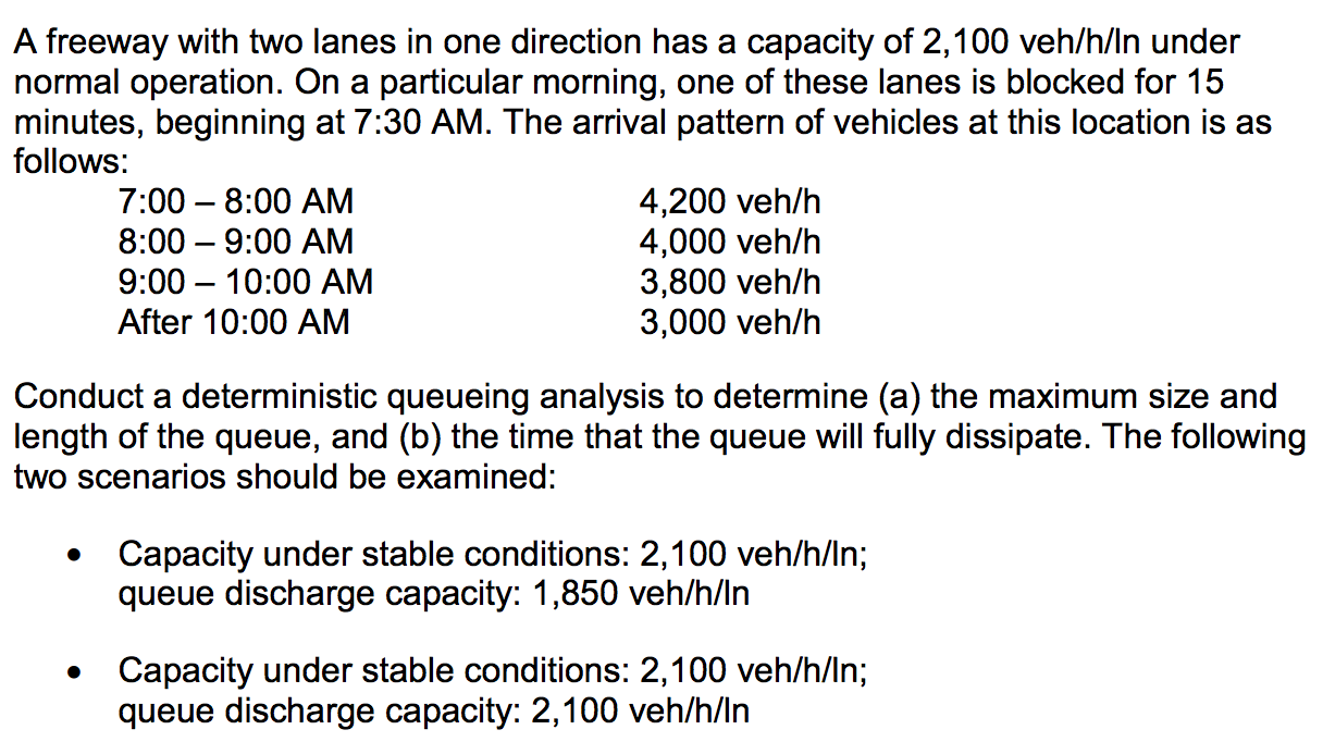 Solved A freeway with two lanes in one direction has a | Chegg.com