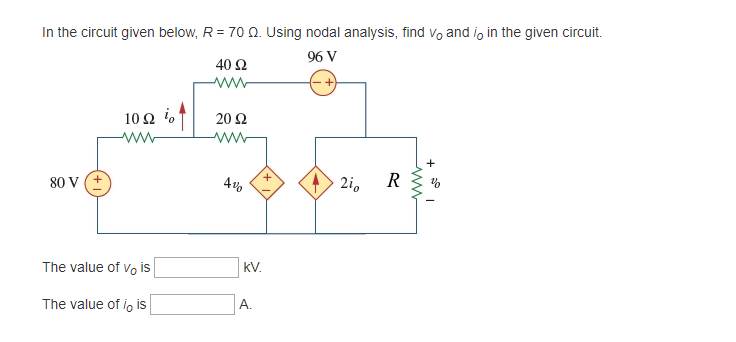 Solved in the circuit given below, R = 70 Ω. Using nodal | Chegg.com