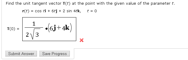 Solved Find the unit tangent vector T(t) at the point with | Chegg.com