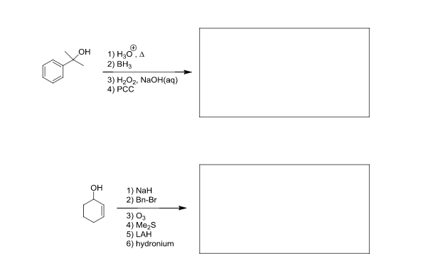 Solved OH 1) H30 A 2) BH 3) H202, NaOH(aq) 4) PCC OH 1) NaH | Chegg.com