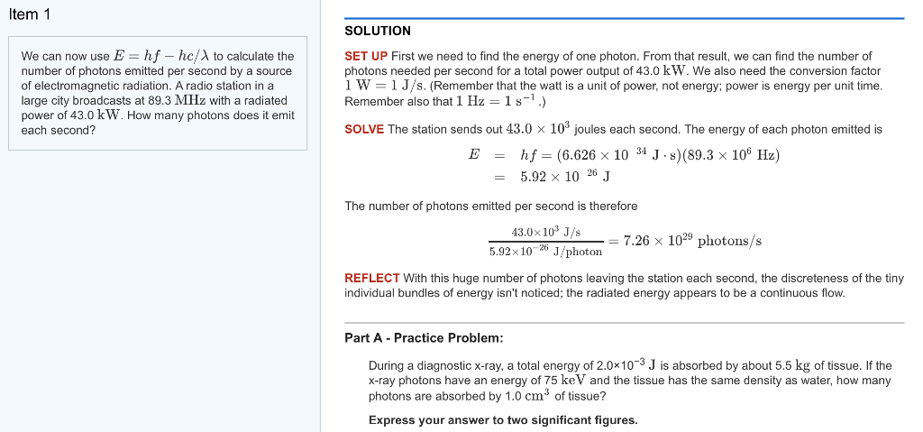 Solved Item 1 We can now use E hf hc/A to calculate the | Chegg.com Solved Item 1 We can now use E hf hc/A to calculate the | Chegg.com