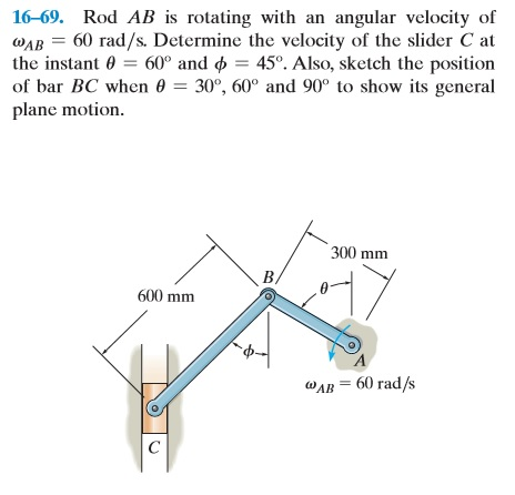 Solved 16-69. Rod AB is rotating with an angular velocity of | Chegg.com