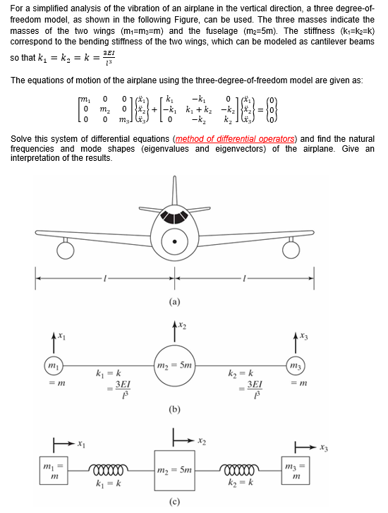 Solved For a simplified analysis of the vibration of an | Chegg.com