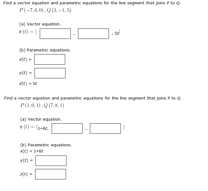 Solved Find A Vector Equation And Parametric Equation For