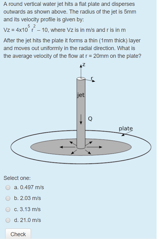 A round vertical water jet hits a flat plate and | Chegg.com