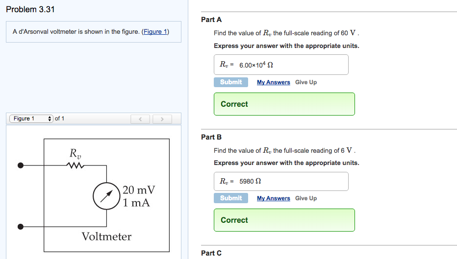Solved Problem 3.31 A d'Arsonval voltmeter is shown in the | Chegg.com