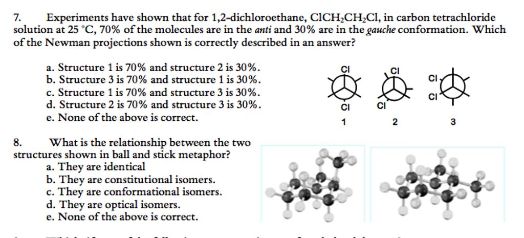 Solved Experiments have shown that for 1,2-dichloroethane, | Chegg.com