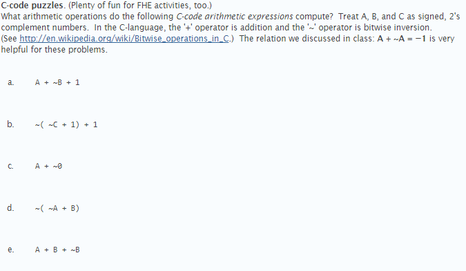 Solved C-code puzzles. (Plenty of fun for FHE activities, | Chegg.com