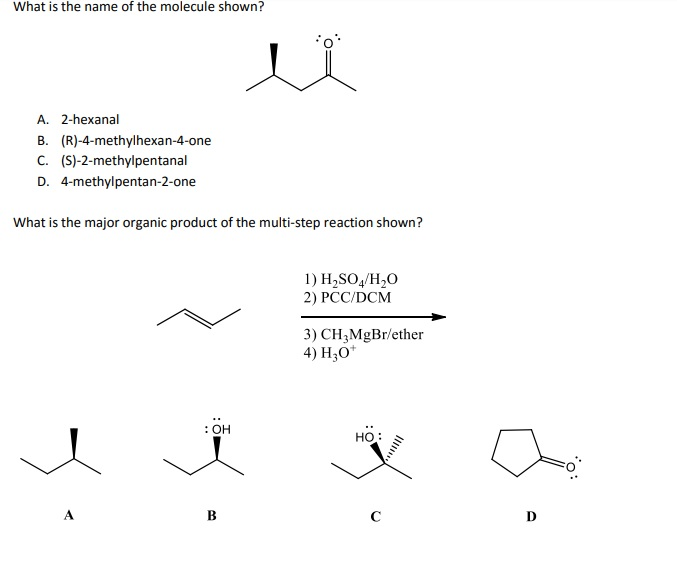 Solved What is the name of the molecule shown? A. 2-hexanal | Chegg.com