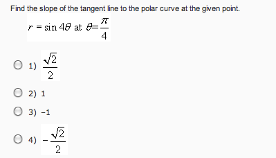 Solved Find the slope of the tangent line to the polar curve | Chegg.com