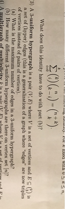 A 3-uniform hypergraph is a pair (V, E) where V is a | Chegg.com