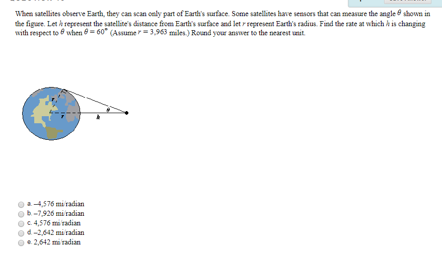 Solved When satellites observe Earth, they can scan only | Chegg.com