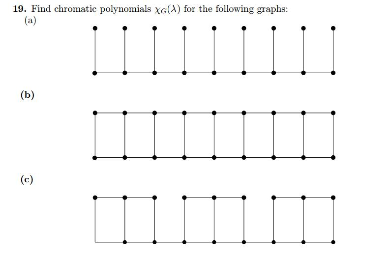 Solved Find chromatic polynomials XG(lambda) for the | Chegg.com