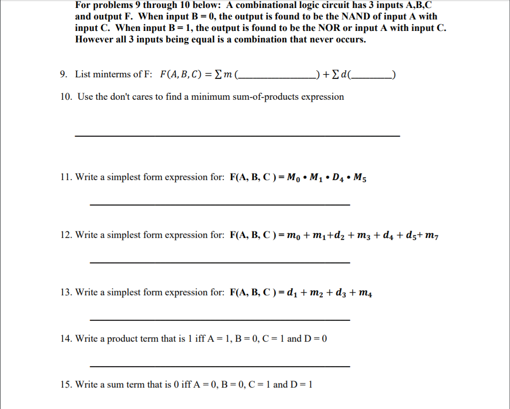 Solved Topics: Minterms, maxterms, combinational logic, | Chegg.com