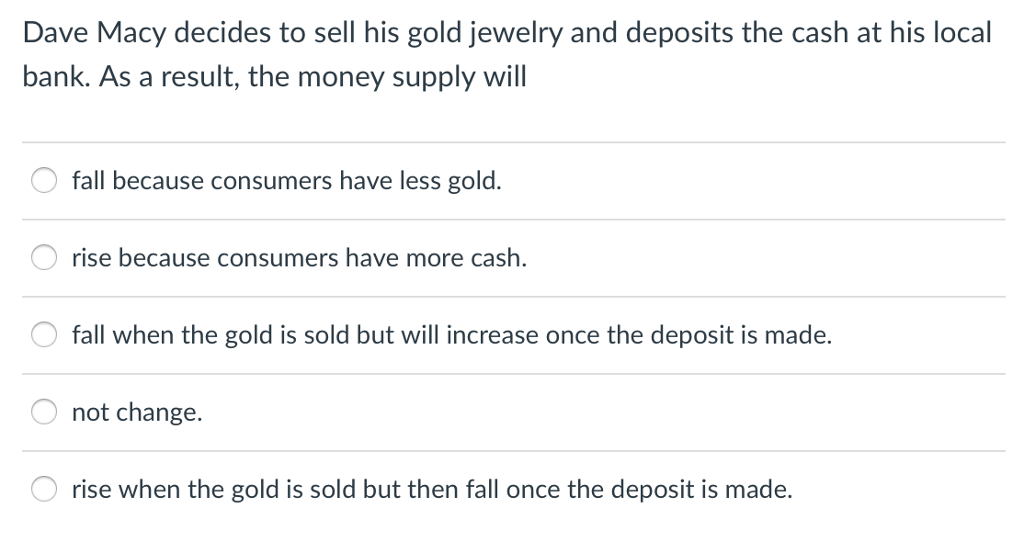 Solved Dave Macy decides to sell his gold jewelry and | Chegg.com
