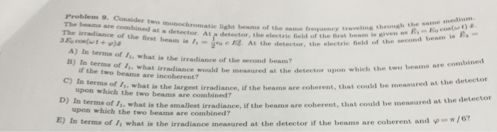 Solved Consider two monochromatic light beams of the same | Chegg.com