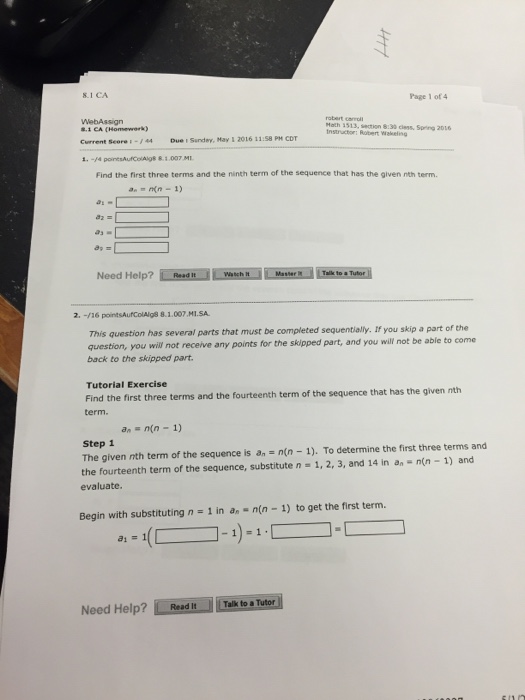 Solved Find the first three terms and the ninth term of the | Chegg.com