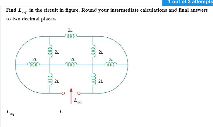 Solved Find Leq in the circuit in figure. Round your | Chegg.com